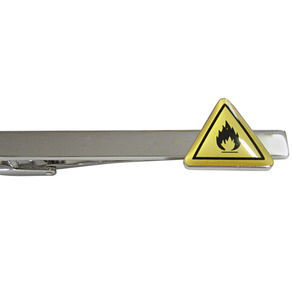 Flammable Warning Sign Square Tie Clip - Gem
